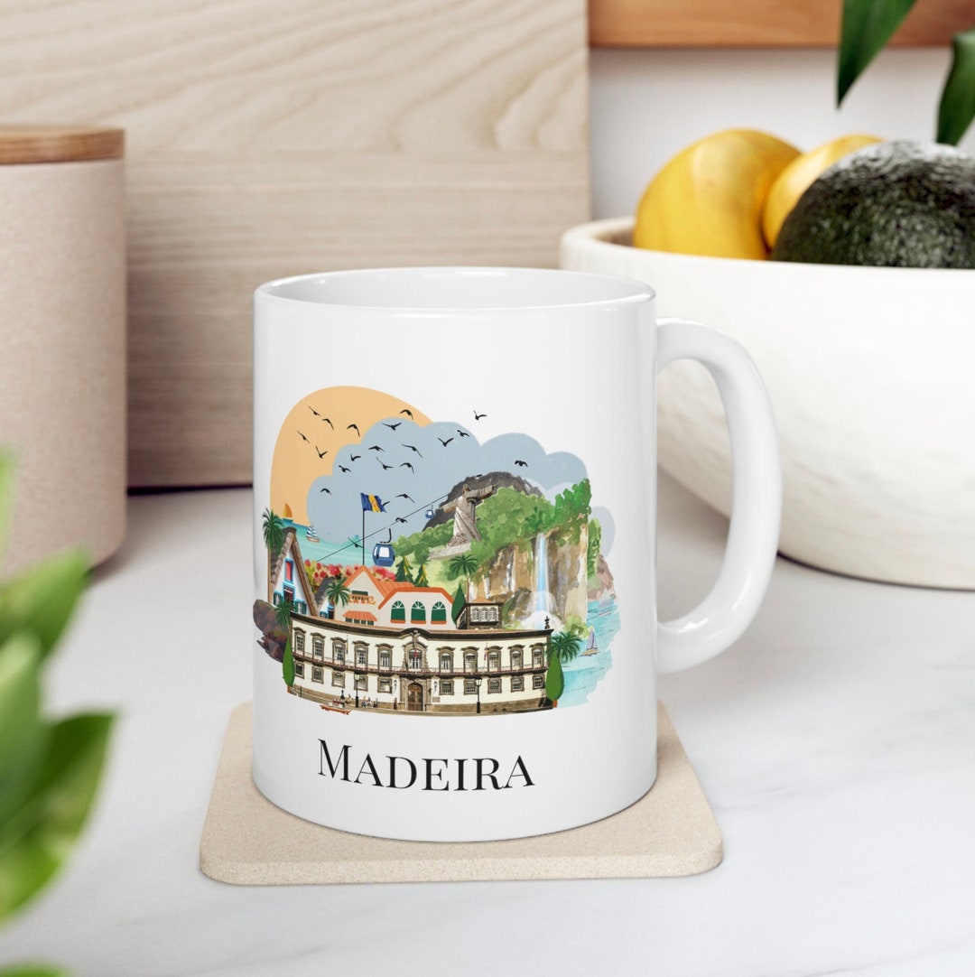 Madeira Coffee Mug, Madeira Portugal Inspired Mug, Illustrated Madeira ...