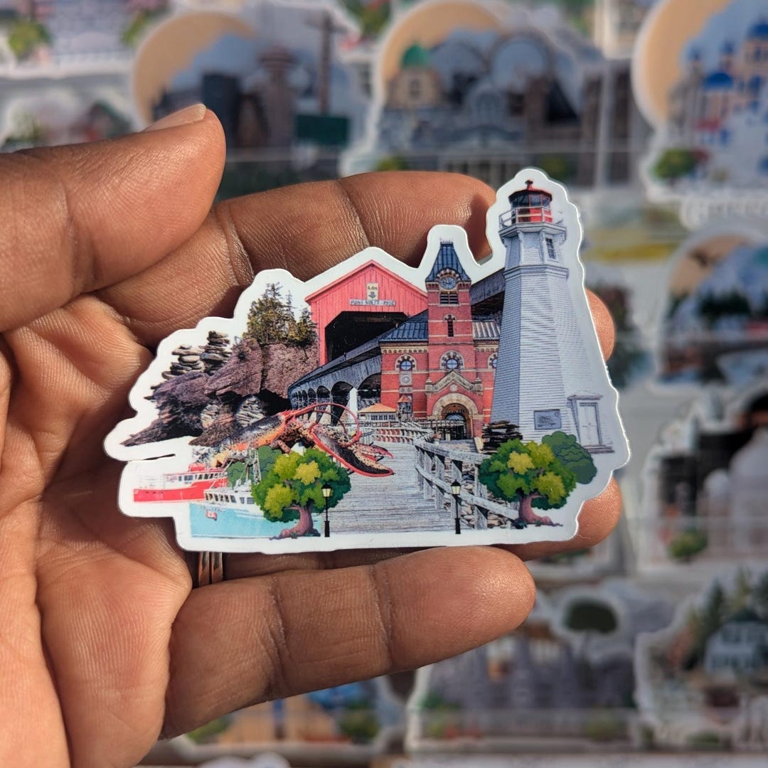 New Brunswick Landmarks Sticker, Hopewell Rocks, Confederation Bridge ...