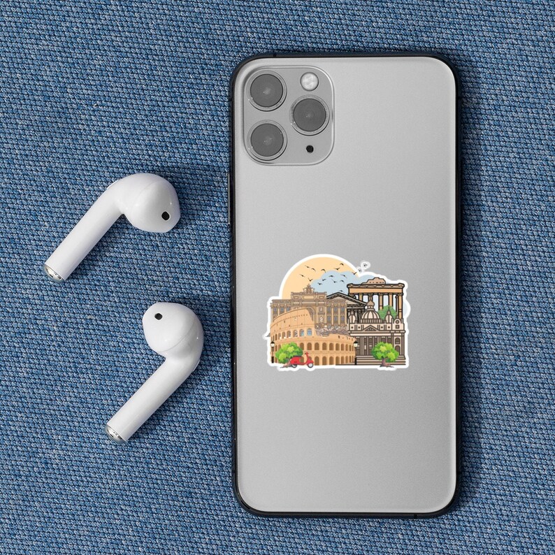 Rome Sticker, Illustrated Rome Landmarks Sticker, Europe Travel ...