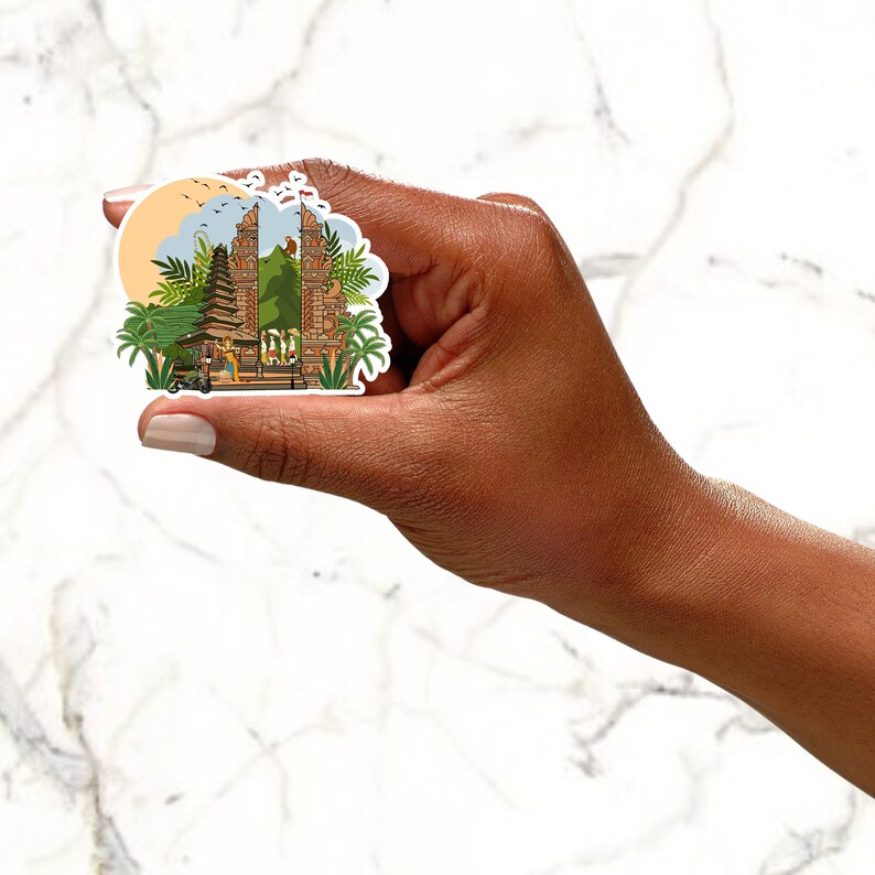 Bali Sticker, Illustrated Bali Landmarks Sticker, Indonesia Travel ...