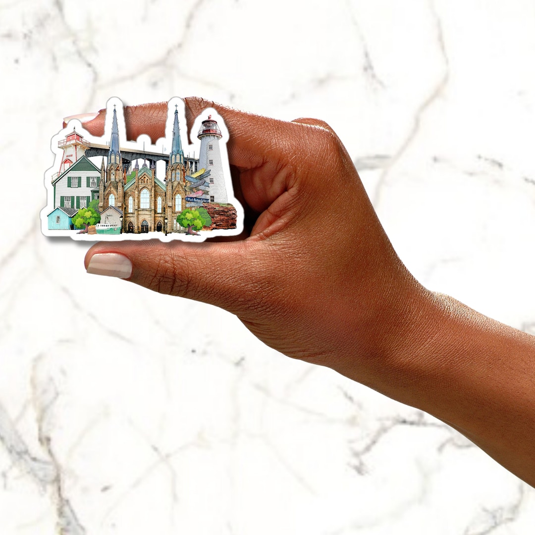 Prince Edward Island Sticker, Illustrated PEI Landmarks Sticker, Canada ...