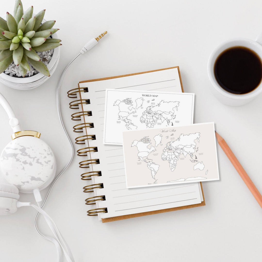 World Map Sticker, Colour in Map Sticker, Map Tracker Sticker, Travel ...