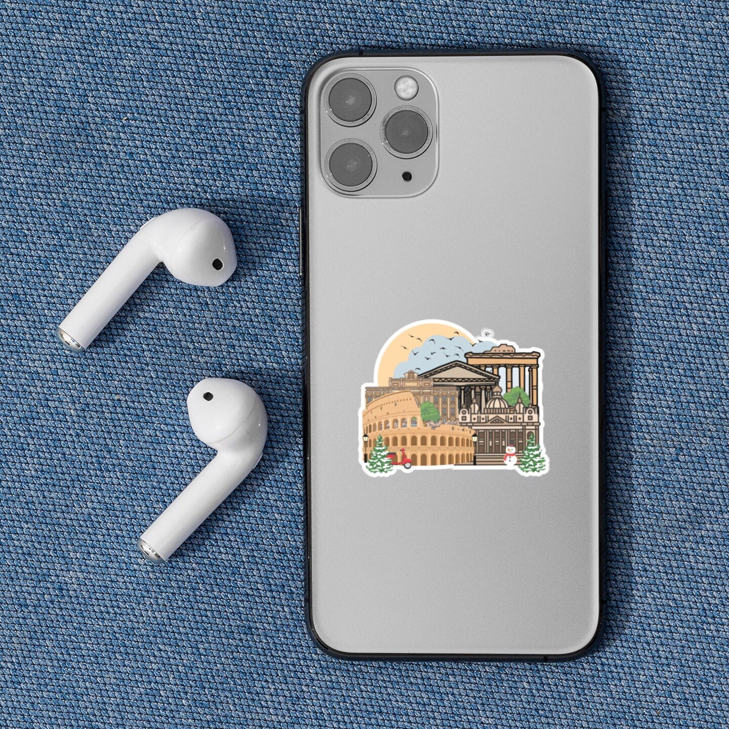 Rome Sticker, Illustrated Rome Landmarks Sticker, Europe Travel ...