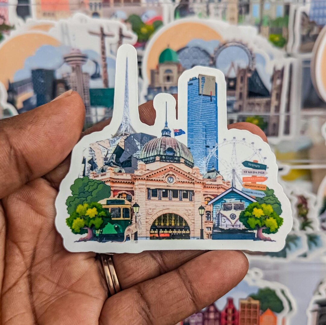 Melbourne Sticker, Illustrated Melbourne Landmarks, Australia Travel ...