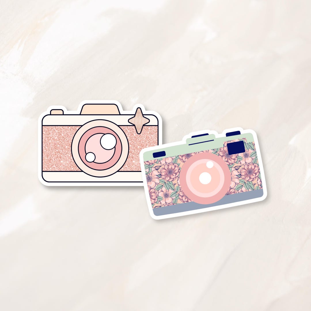 Travel Camera Stickers, Floral Camera Sticker, Pastel Camera Stickers ...