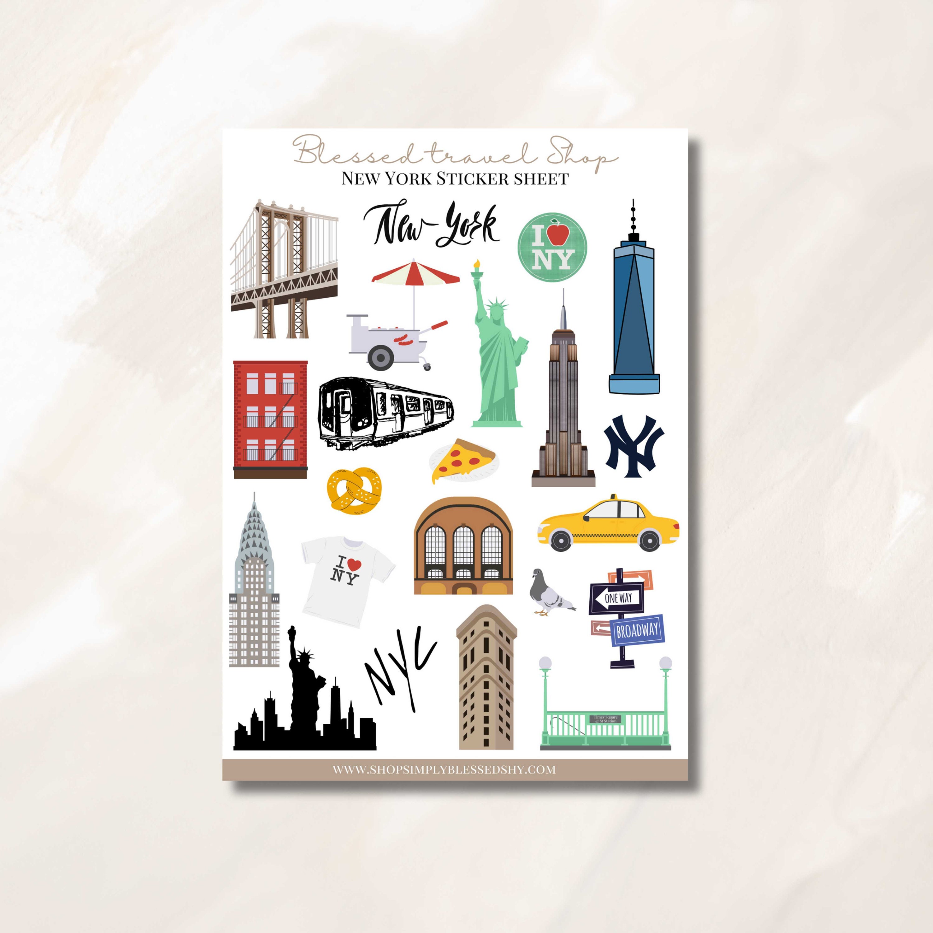 New York Landmarks Sticker, NYC Skyline, Planner Stickers - Etsy