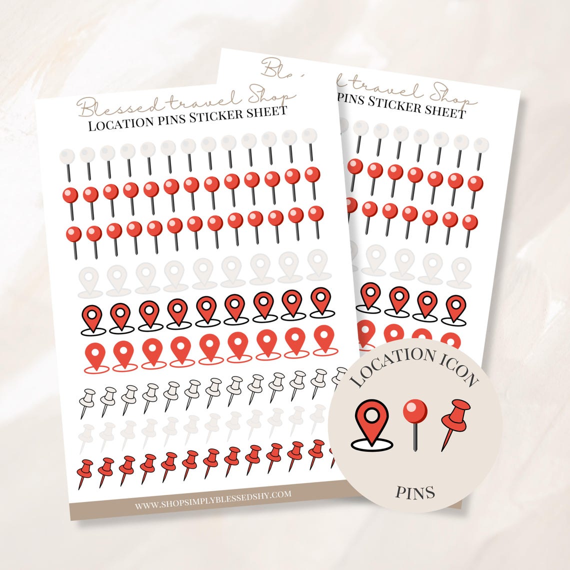 Location Pin Sticker Sheet, Travel Planner Stickers, Map Marker ...