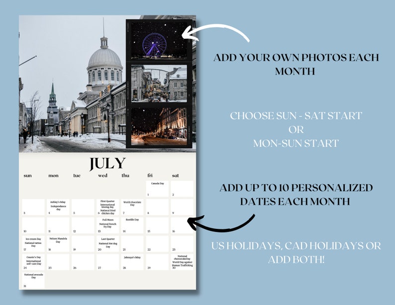 Custom Photo Wall Calendar for 2024, Personalized Photo Calendar ...