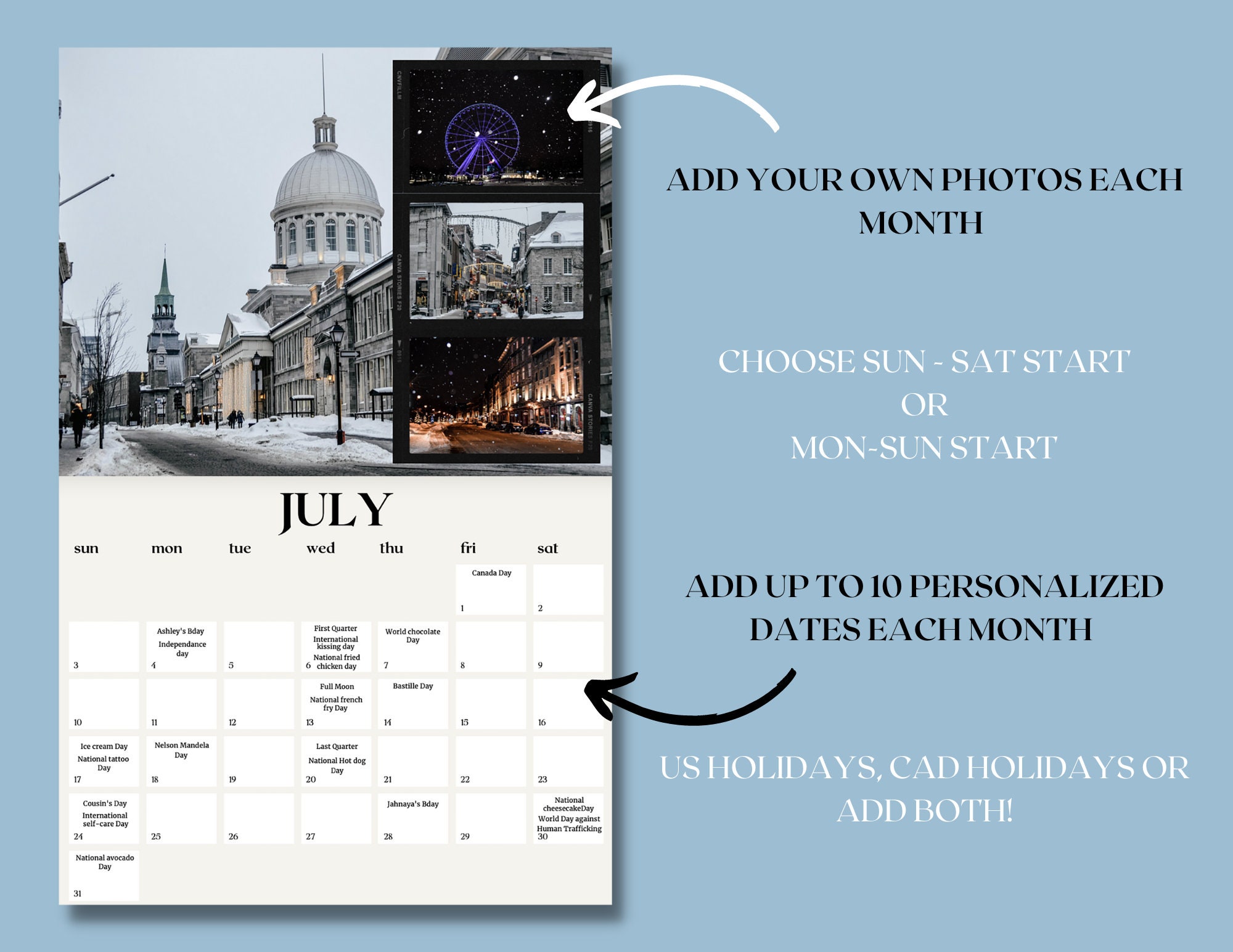 Custom Photo Wall Calendar for 2024, Personalized Photo Calendar ...