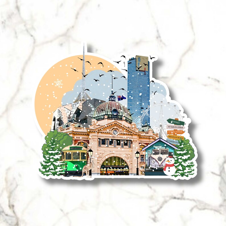 Melbourne Sticker, Illustrated Melbourne Landmarks, Australia Travel ...