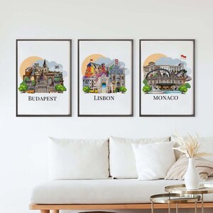 Europe Prints, Europe Landmark Print Pack, Illustrated City Poster Set ...