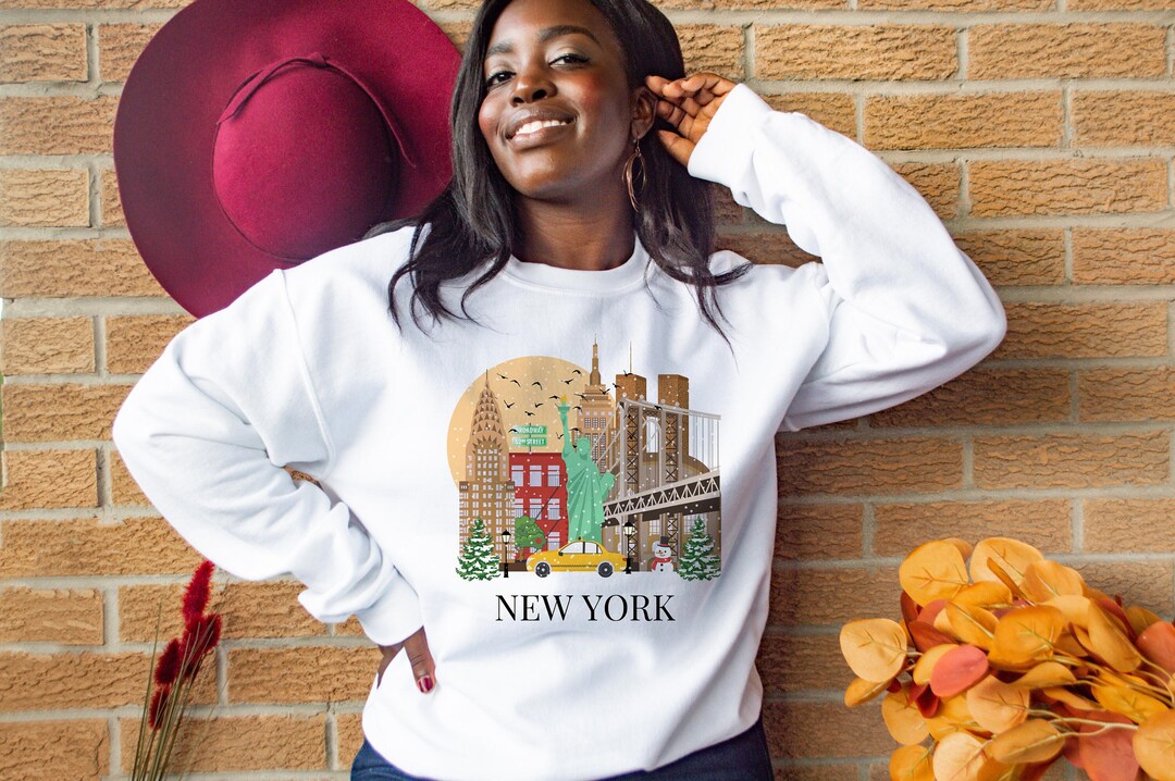 New York Sweater, NYC Landmarks, New York Sweatshirt, Colourful New ...