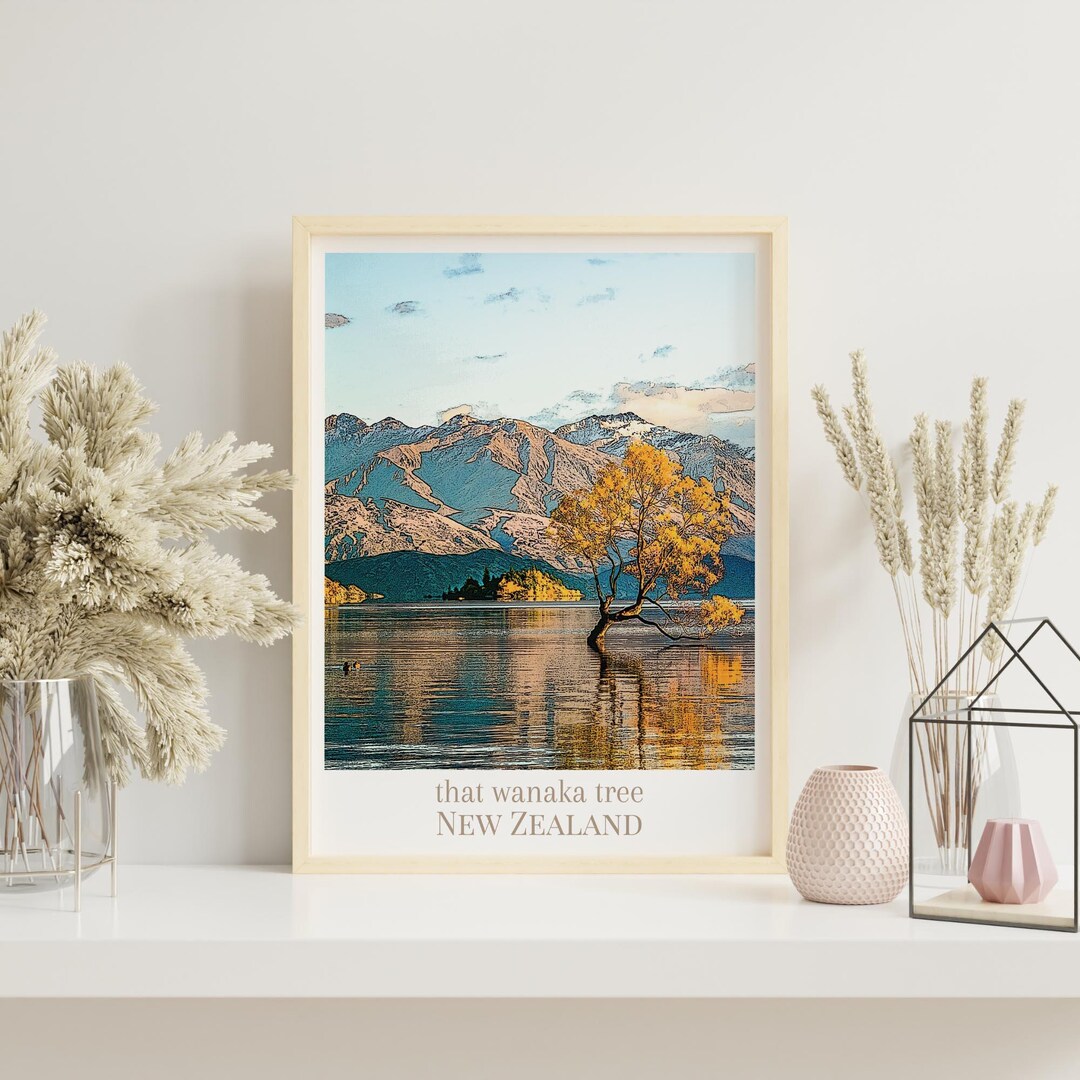 That Wanaka Tree Art Print, New Zealand Travel Poster, Oceania Original ...