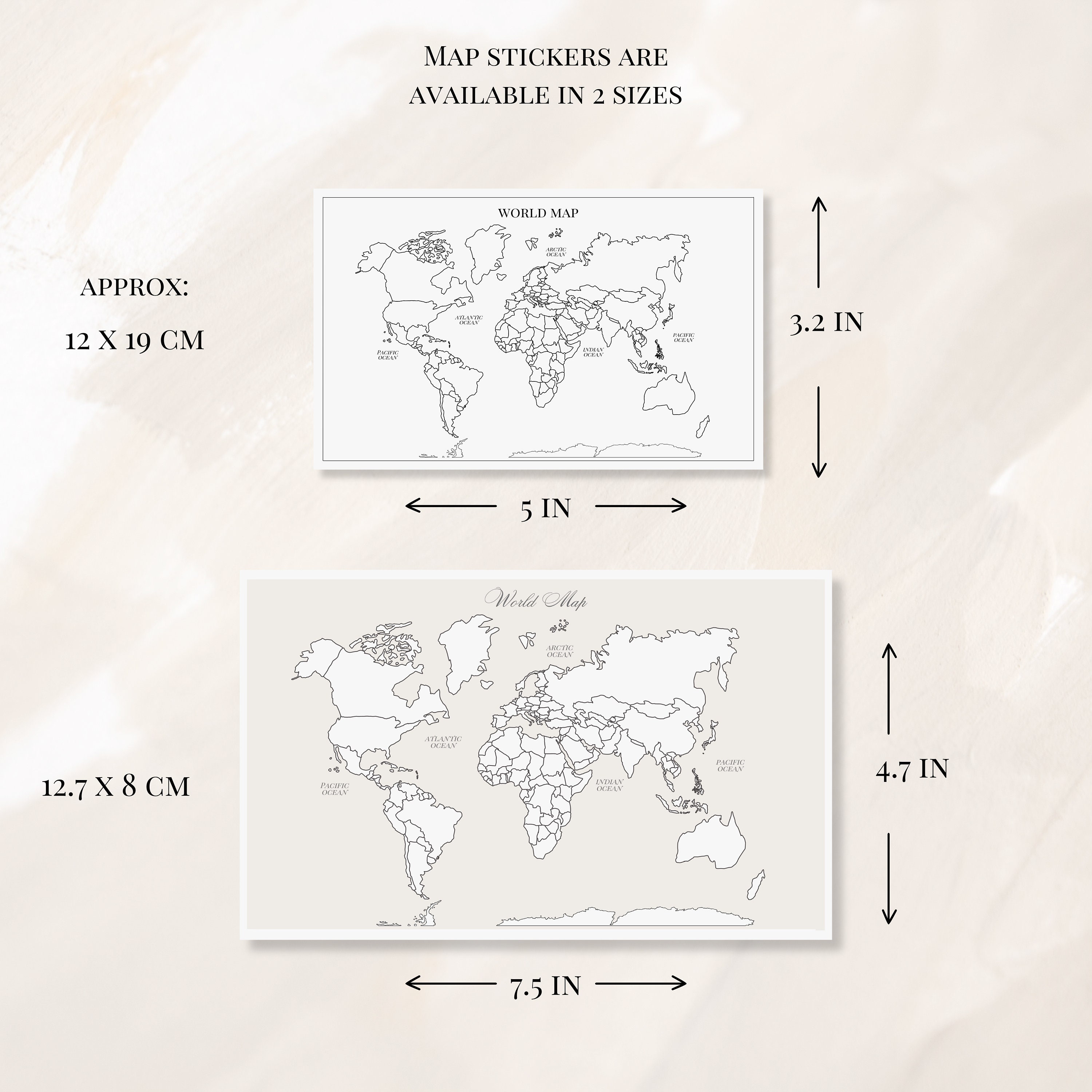 World Map Sticker, Colour in Map Sticker, Map Tracker Sticker, Travel ...