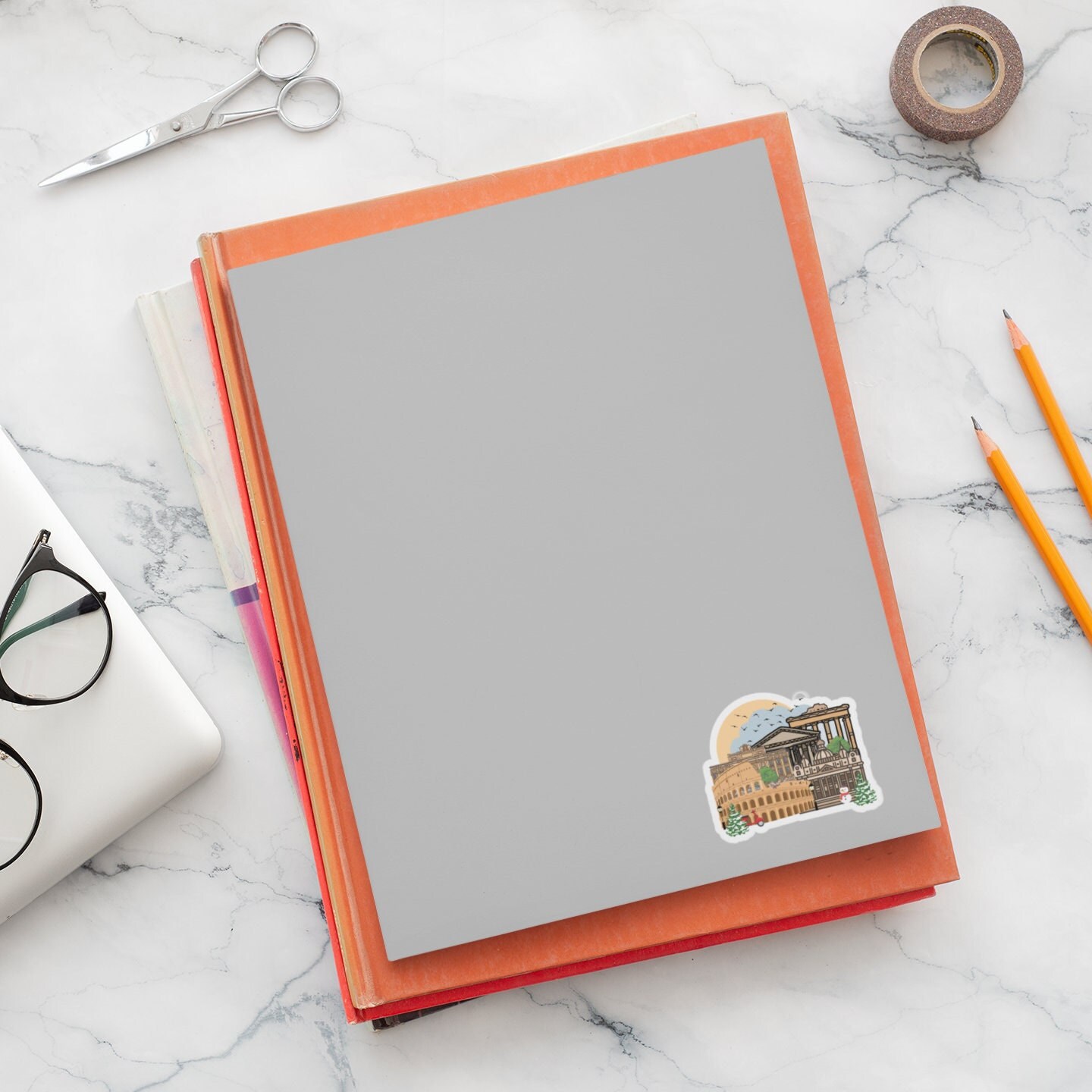 Rome Sticker, Illustrated Rome Landmarks Sticker, Europe Travel ...