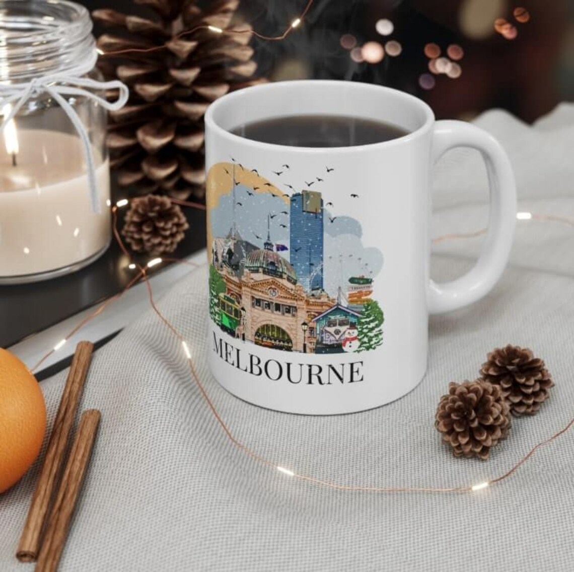 Melbourne Coffee Mug, Melbourne Australia Mug, Colourful Melbourne Mug ...