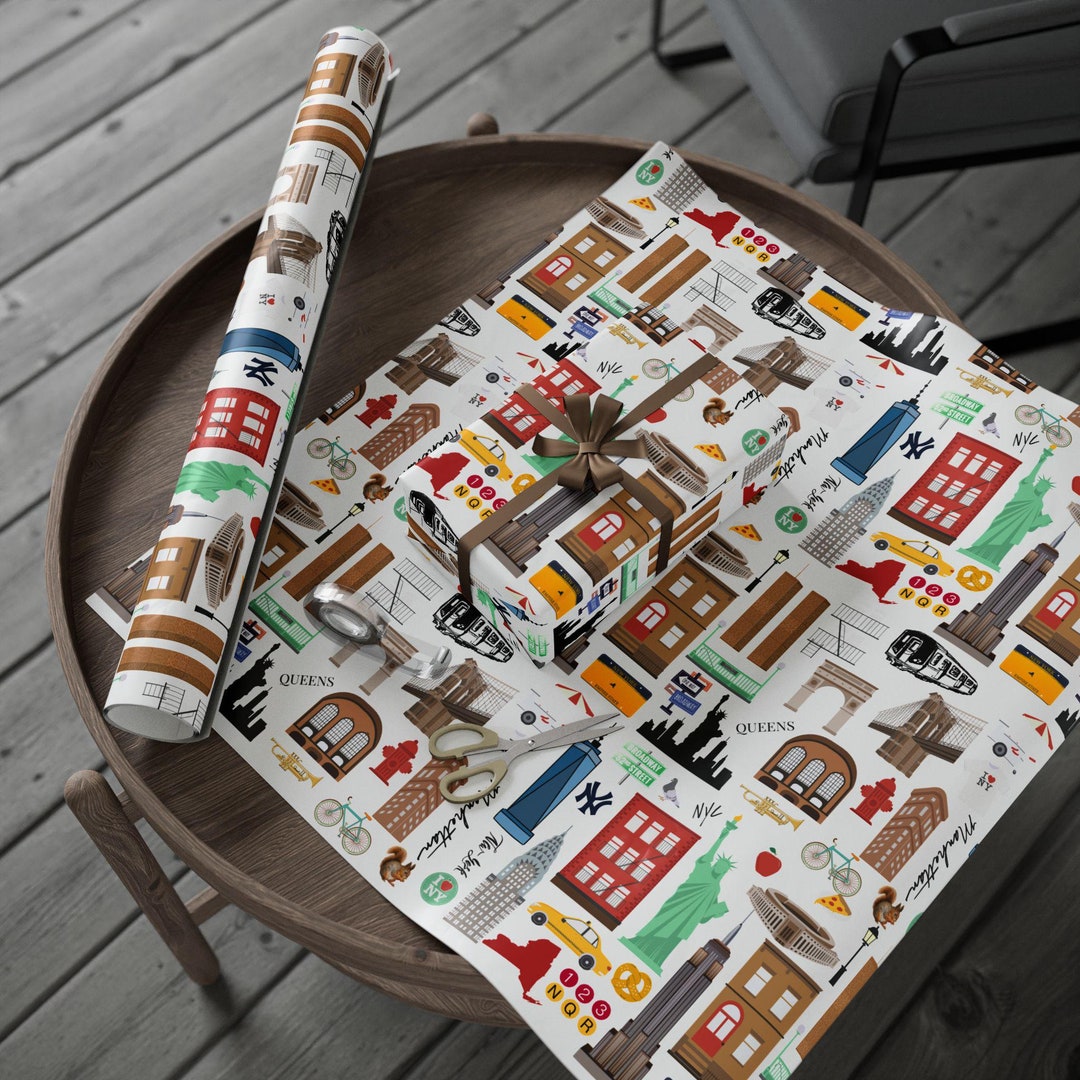 New York Wrapping Paper, Travel Gift Wrap, Colourful Wrapping Paper ...