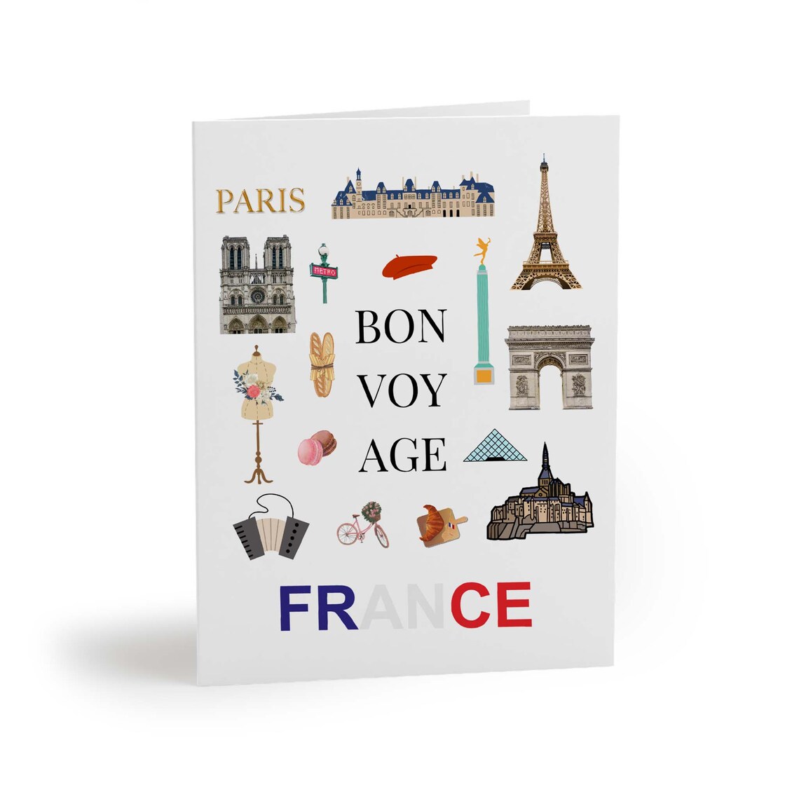 Bon Voyage Greeting Card, French-inspired Farewell Card, Cute Paris ...