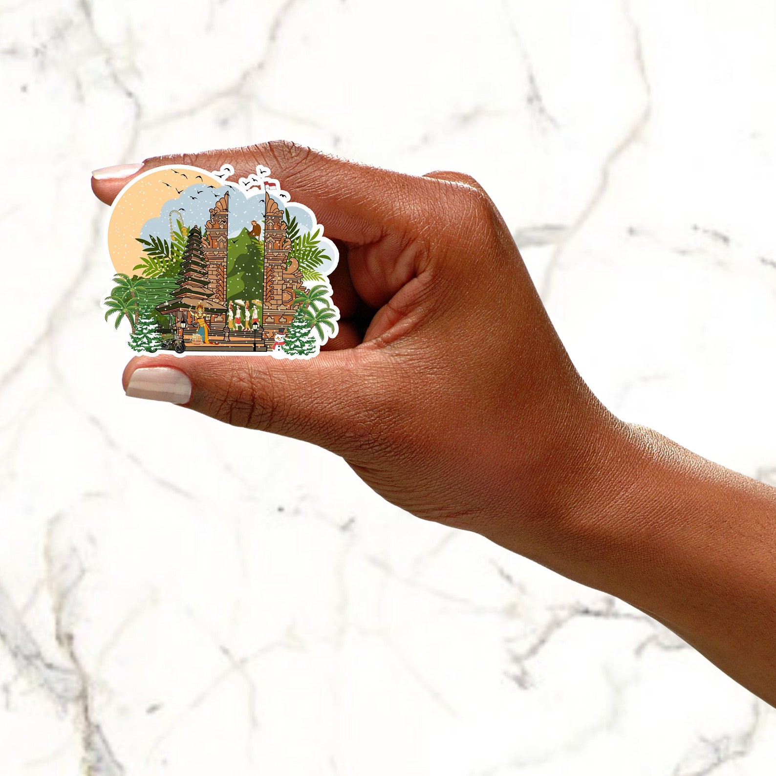 Bali Sticker, Illustrated Bali Landmarks Sticker, Indonesia Travel ...