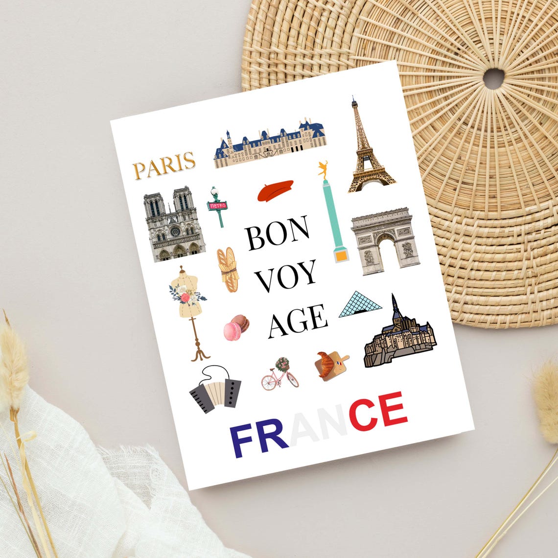 Bon Voyage Greeting Card, French-inspired Farewell Card, Cute Paris ...