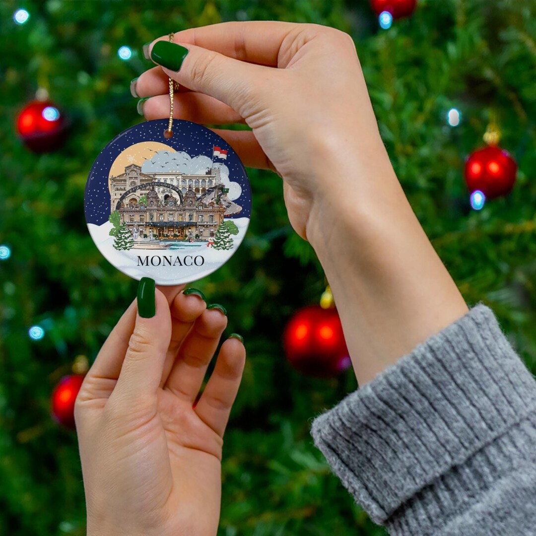 Monaco Christmas Ornament, Travel Tree Decor, Illustrated Monaco ...