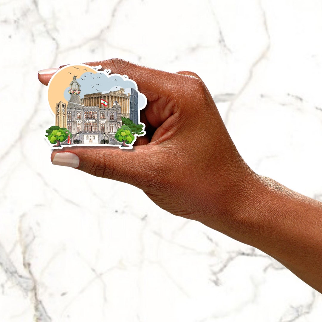 Lebanon Sticker, Illustrated Lebanon Landmarks Sticker, Beirut Travel ...