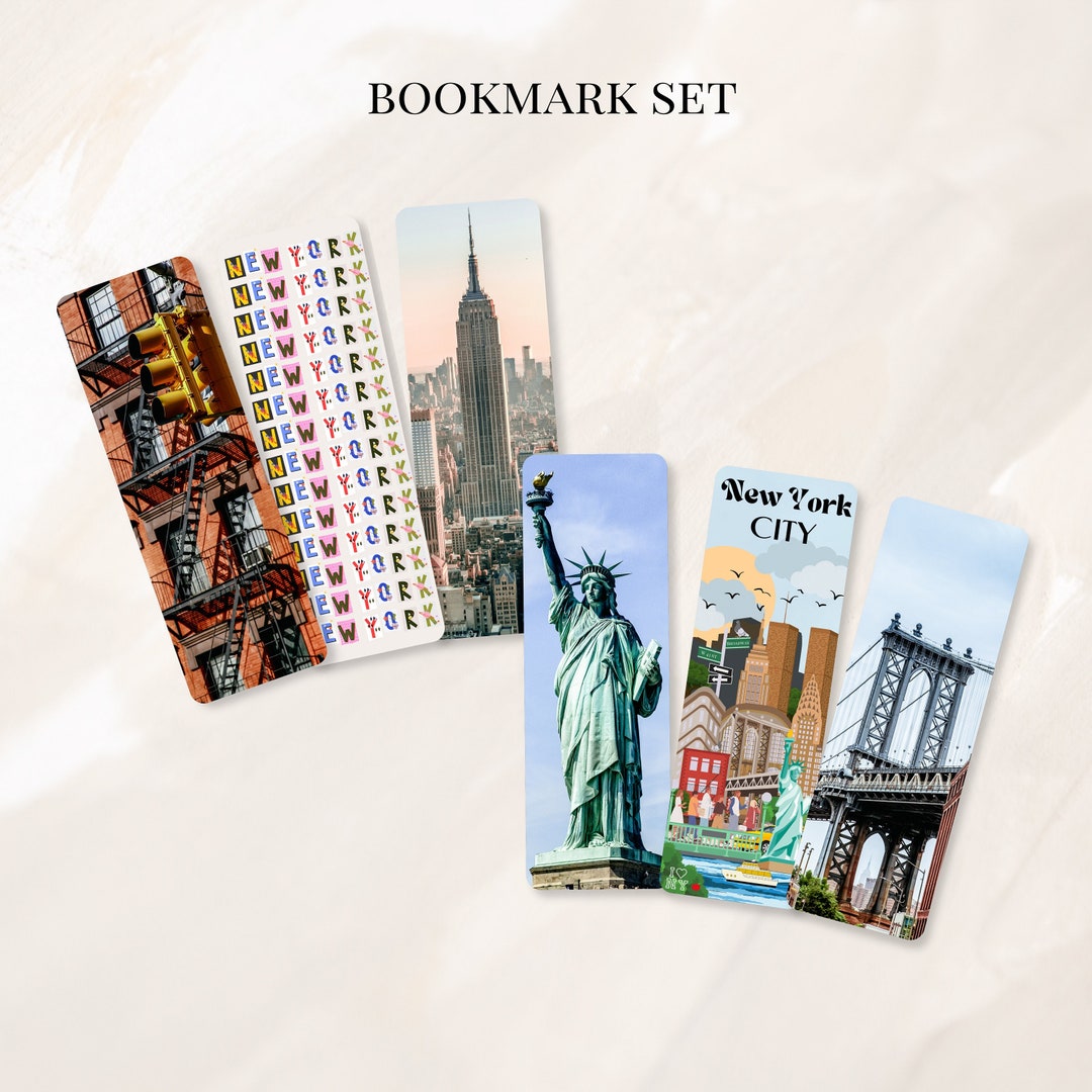 New York Bookmarks, Set of 3 Bookmarks, Laminated NYC Bookmark Set ...