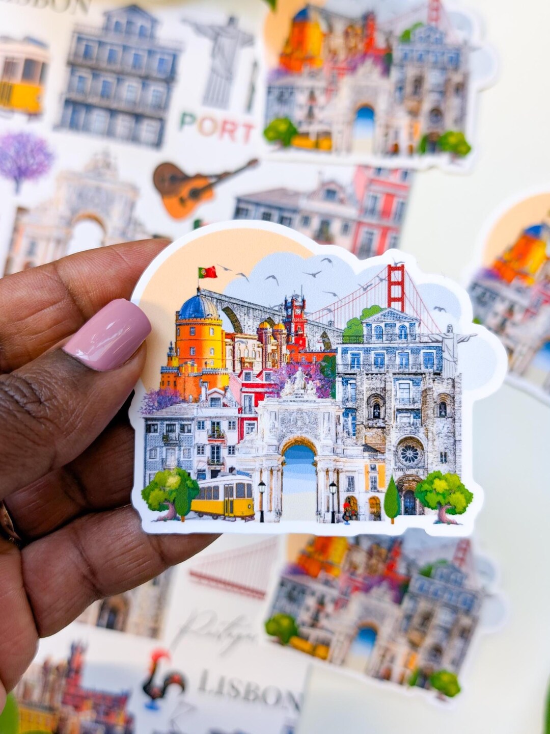 Lisbon Sticker, Portugal Landmark Sticker, European Vinyl Decals ...