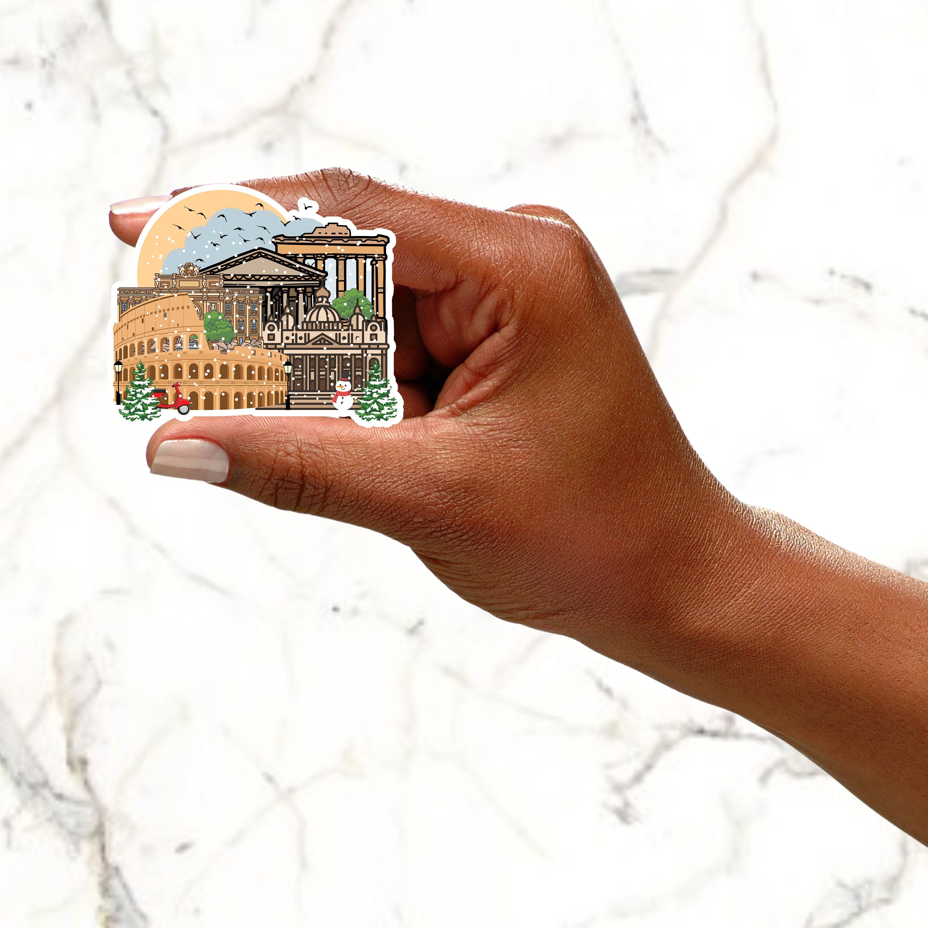 Rome Sticker, Illustrated Rome Landmarks Sticker, Europe Travel ...