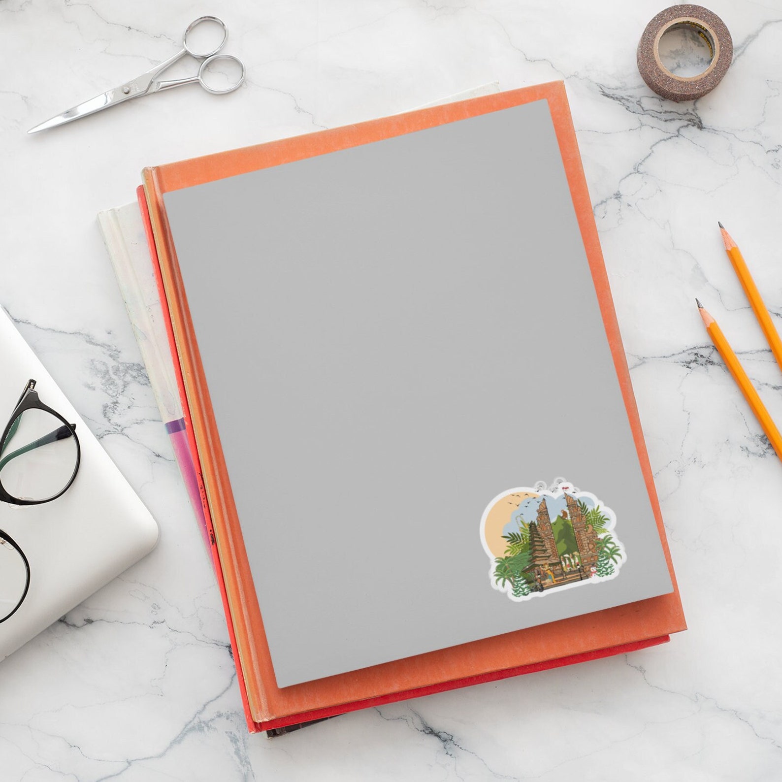 Bali Sticker, Illustrated Bali Landmarks Sticker, Indonesia Travel ...