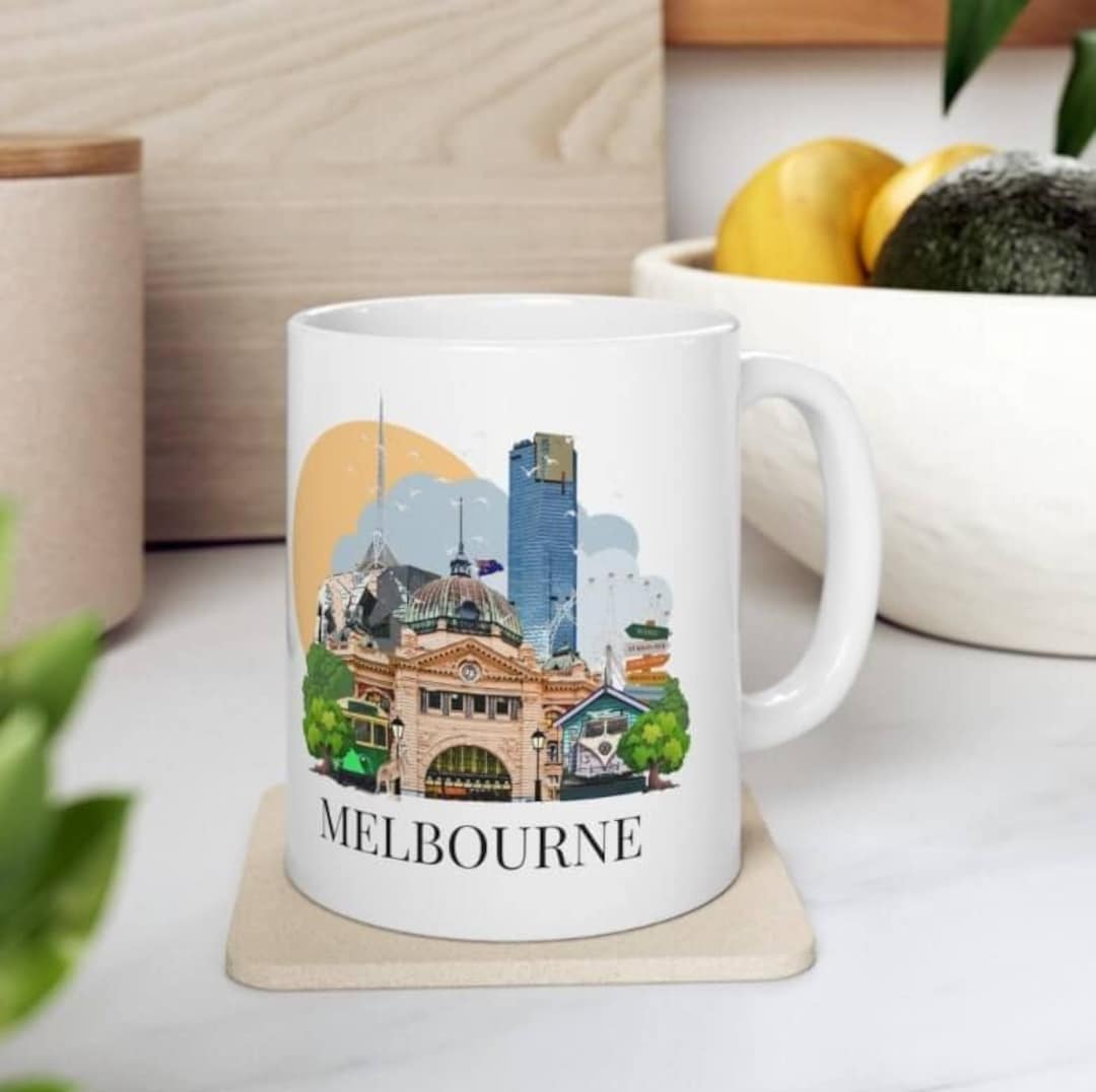 Melbourne Coffee Mug, Melbourne Australia Mug, Colourful Melbourne Mug ...