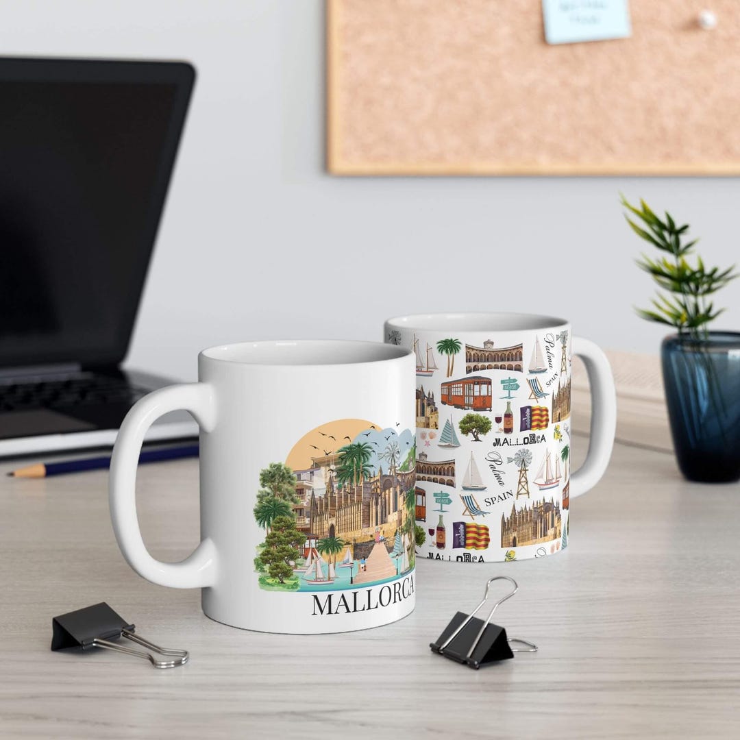 Mallorca Coffee Mug, Mallorca Spain Inspired Mug, Illustrated Mallorca ...