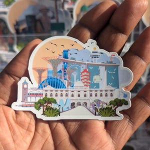 Singapore Sticker, Illustrated Singapore Landmarks Sticker, Asia Travel ...