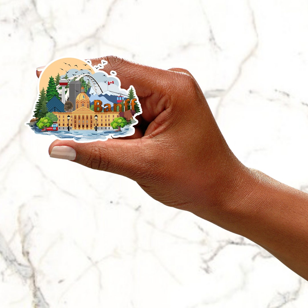 Alberta Sticker, Illustrated Alberta Landmarks Sticker, Canada Travel ...