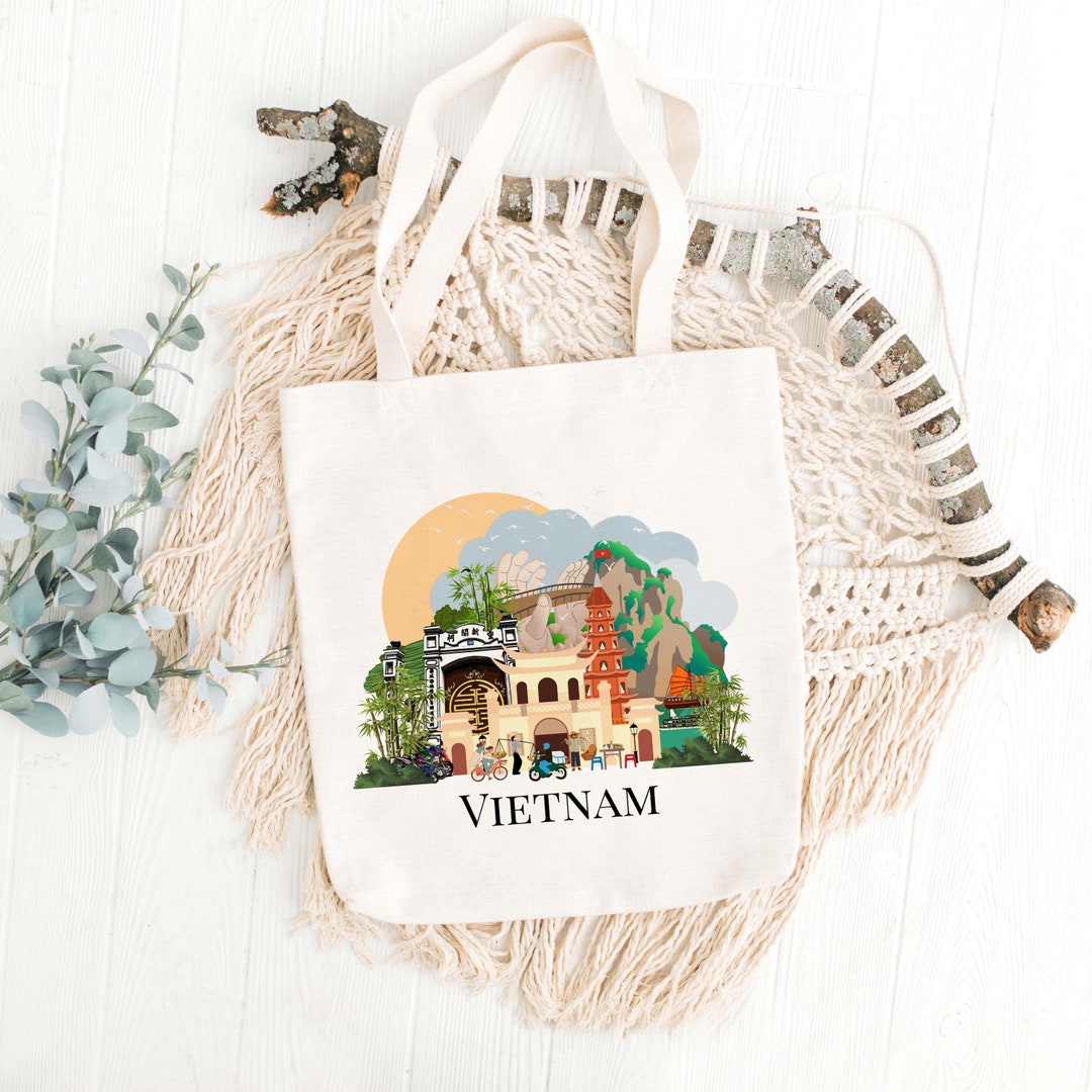 Vietnam Canvas Tote Bag, Travel Tote Bag, Vietnam Themed Bag, Sturdy ...