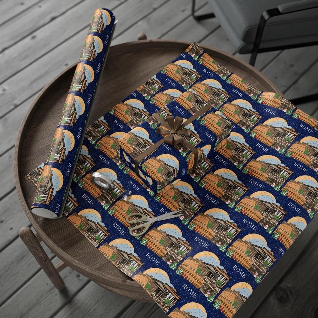 Rome Wrapping Paper, Travel Themed Gift Wrap, Italy Gift Wrap Paper ...