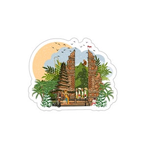 Bali Sticker, Illustrated Bali Landmarks Sticker, Indonesia Travel ...