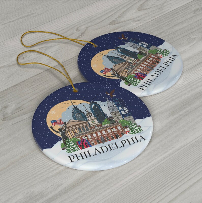 Philadelphia Christmas Ornament, Illustrated Philly Landmarks ...