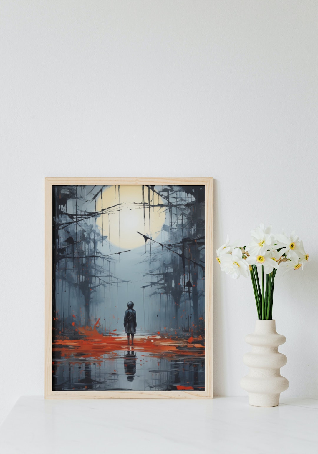 Expressive Abstract Art Printable | Person Standing Alone in Grief ...