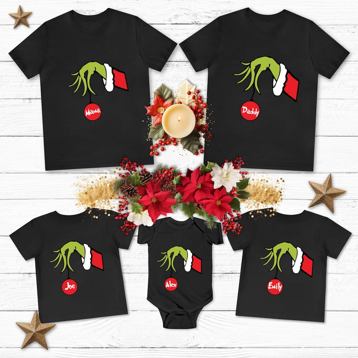Personalize Grinch Hand Family 2024 Tee, Custom Grinch Family Shirts ...