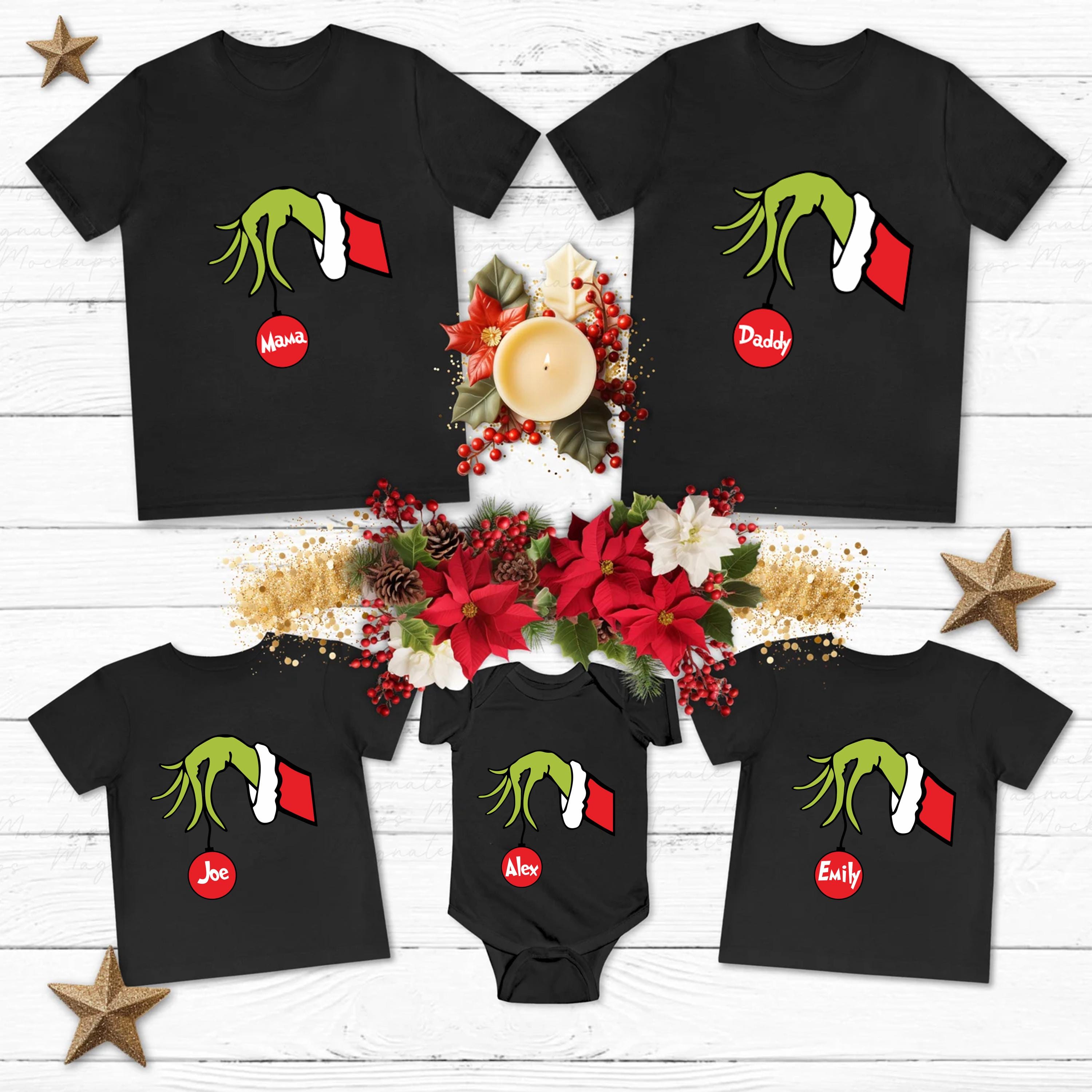 Personalize Grinch Hand Family 2024 Tee, Custom Grinch Family Shirts ...