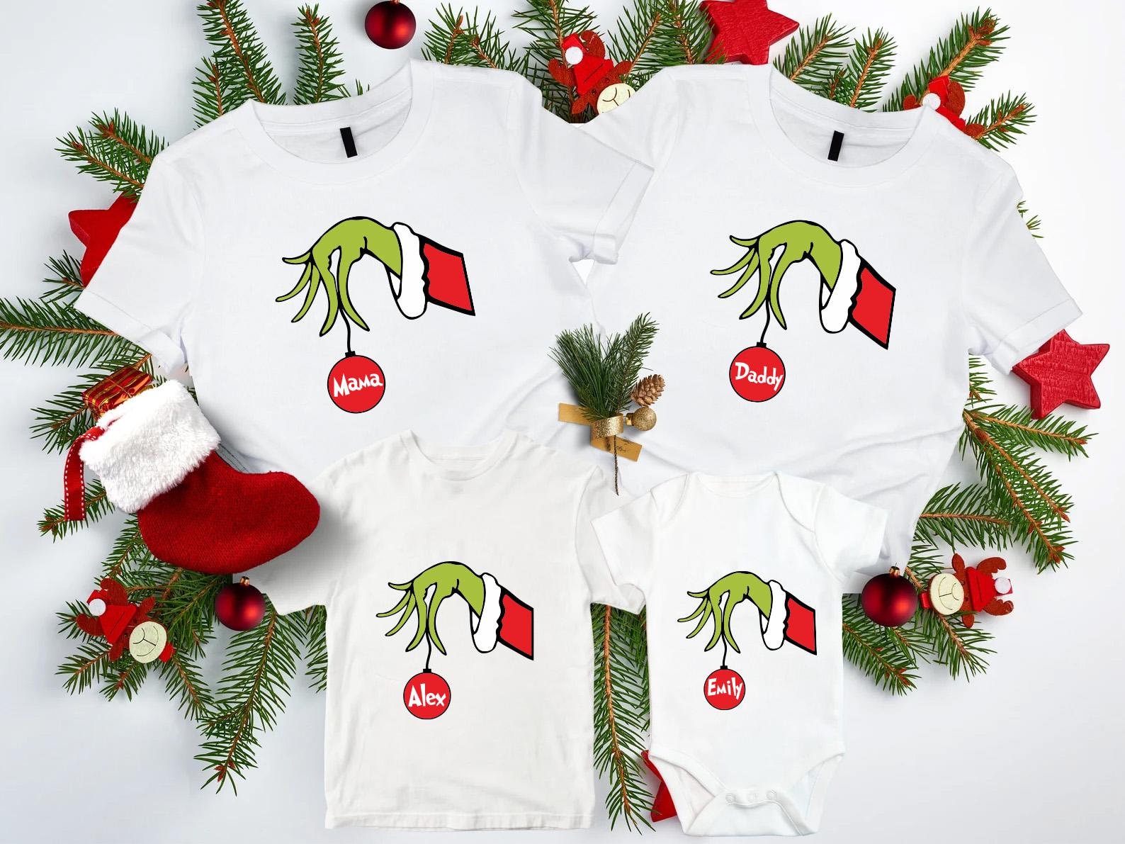 Personalize Grinch Hand Family 2024 Tee, Custom Grinch Family Shirts ...