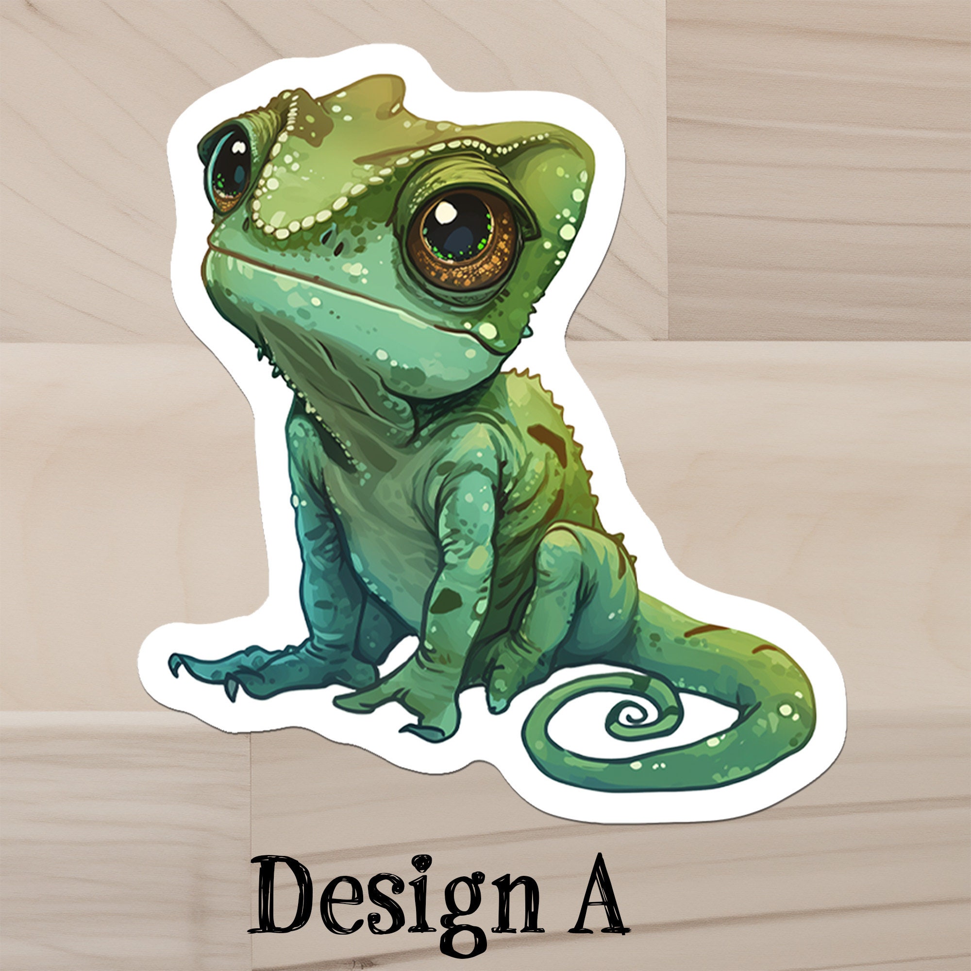 Chibi Style Reptile Stickers, Die-cut Vinyl Lizard Decals, 6 Designs ...