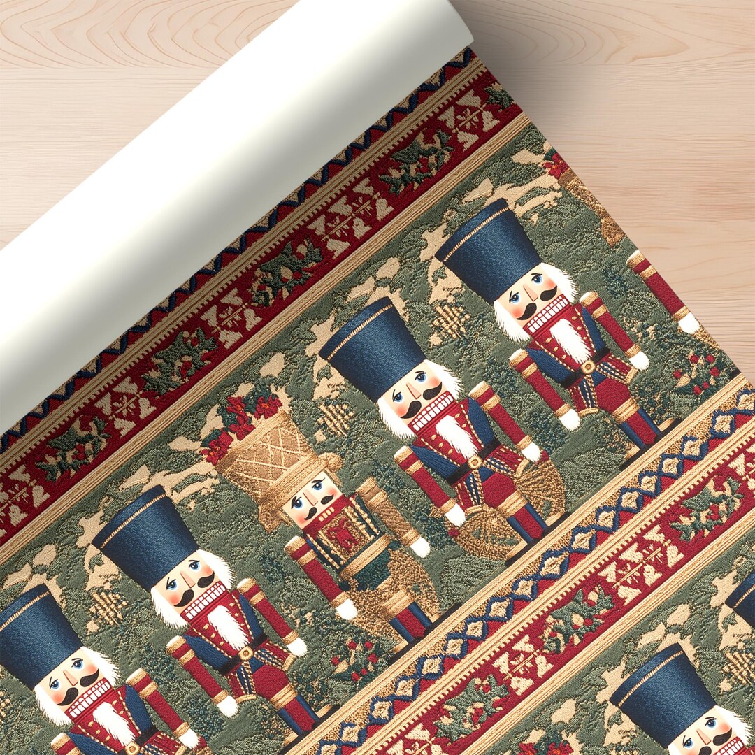 Regal Nutcrackers Gift Wrap Embroidered Tapestry Christmas Wrapping ...
