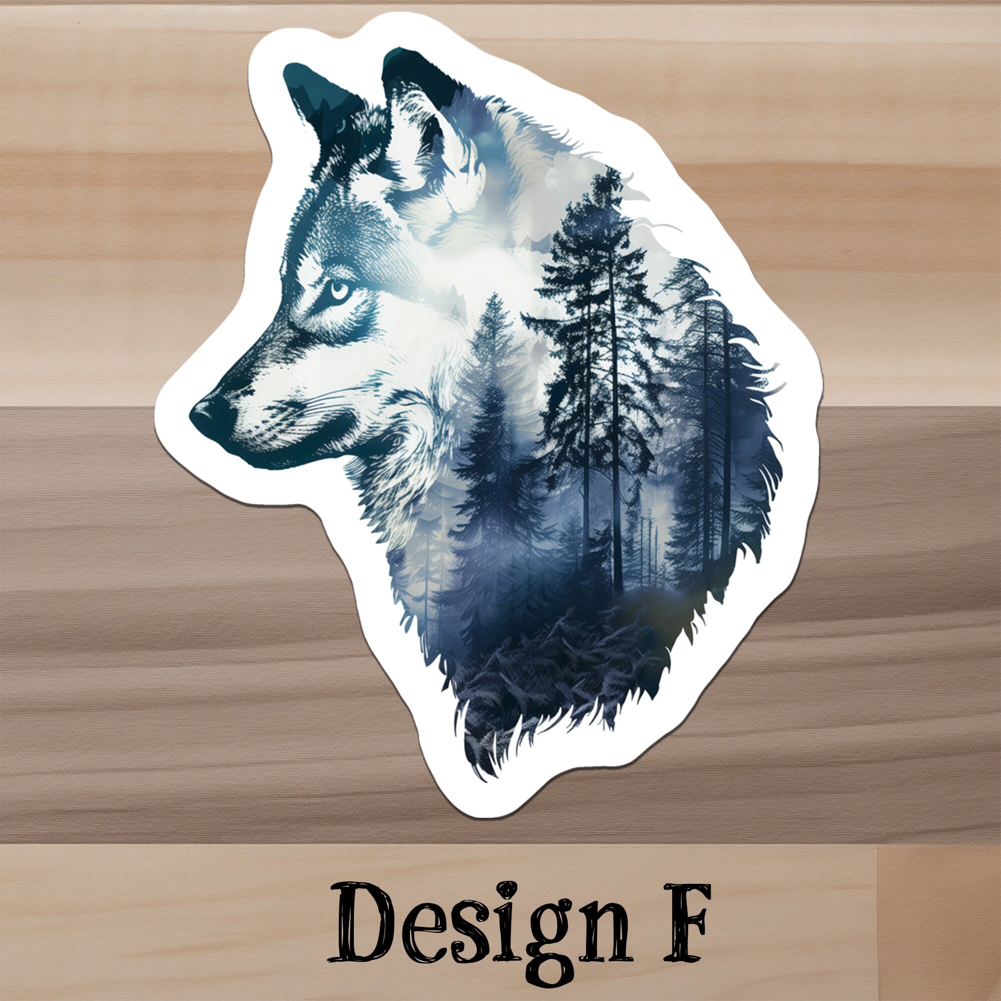Wolf Stickers, Double Exposure Forest Wolves Graphic Die Cut Matte ...