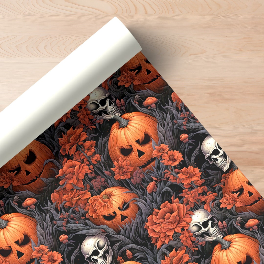 Ghastly Grove Jack-o-lanterns Halloween Gift Wrap, Spooky Custom ...
