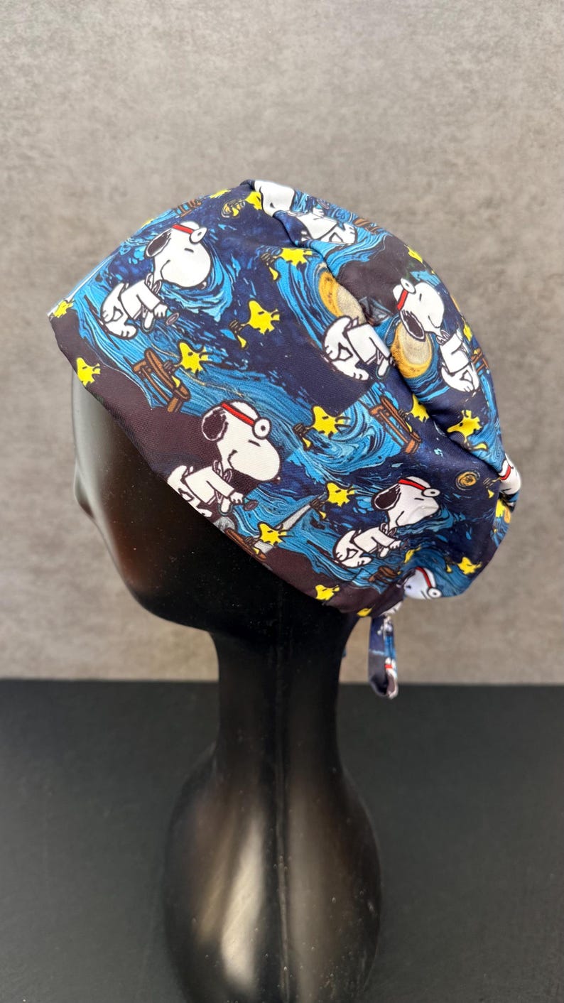 Starry Night Snoopy Surgical Cap - Veterinary Scrub Caps - Nurse Scrubs ...