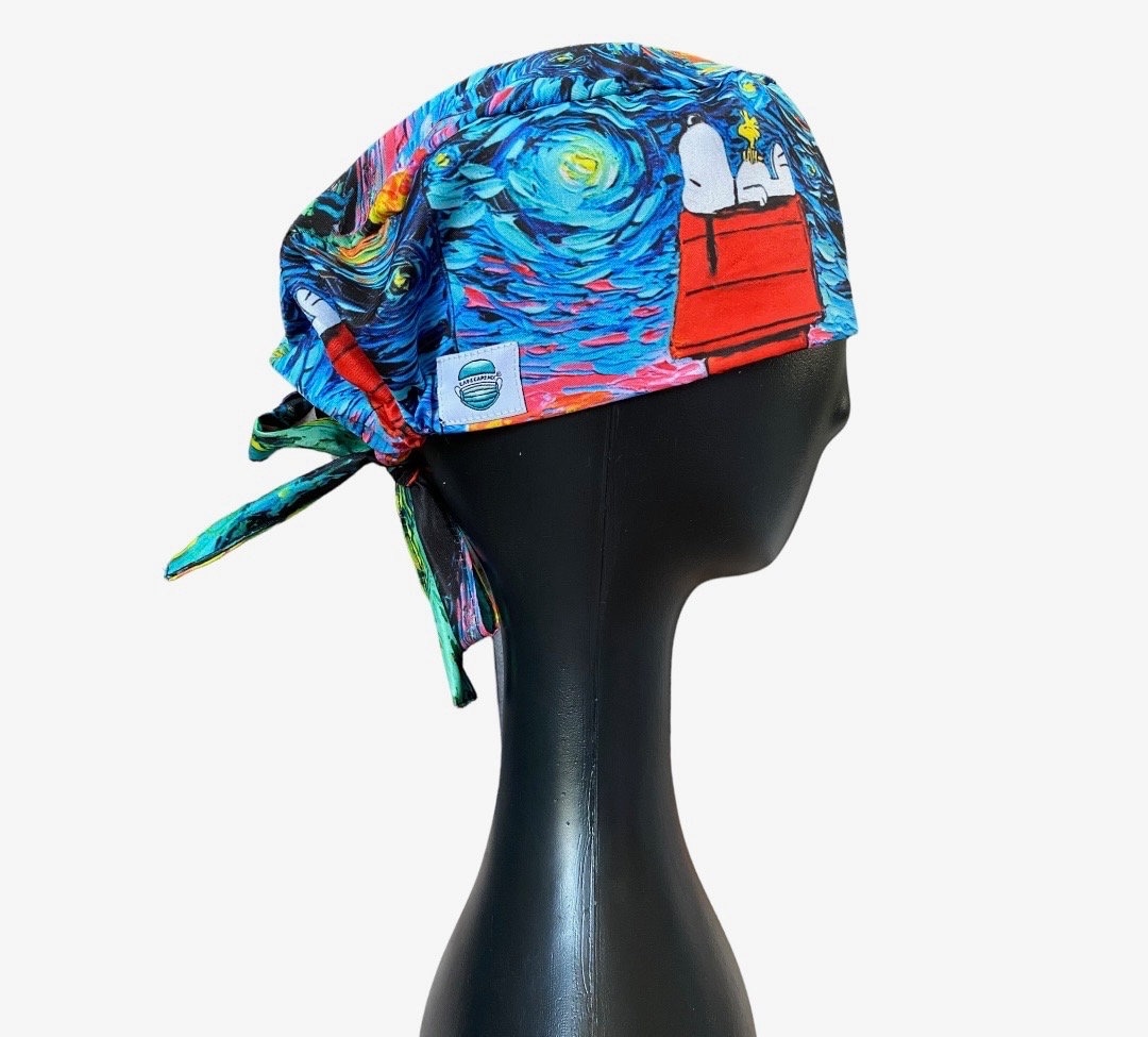 Van Gogh Snoopy Surgical Cap Scrub Caps Pediatric Scrub Nurse Scrubs ...