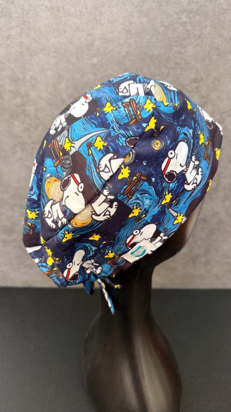 Starry Night Snoopy Surgical Cap - Veterinary Scrub Caps - Nurse Scrubs ...