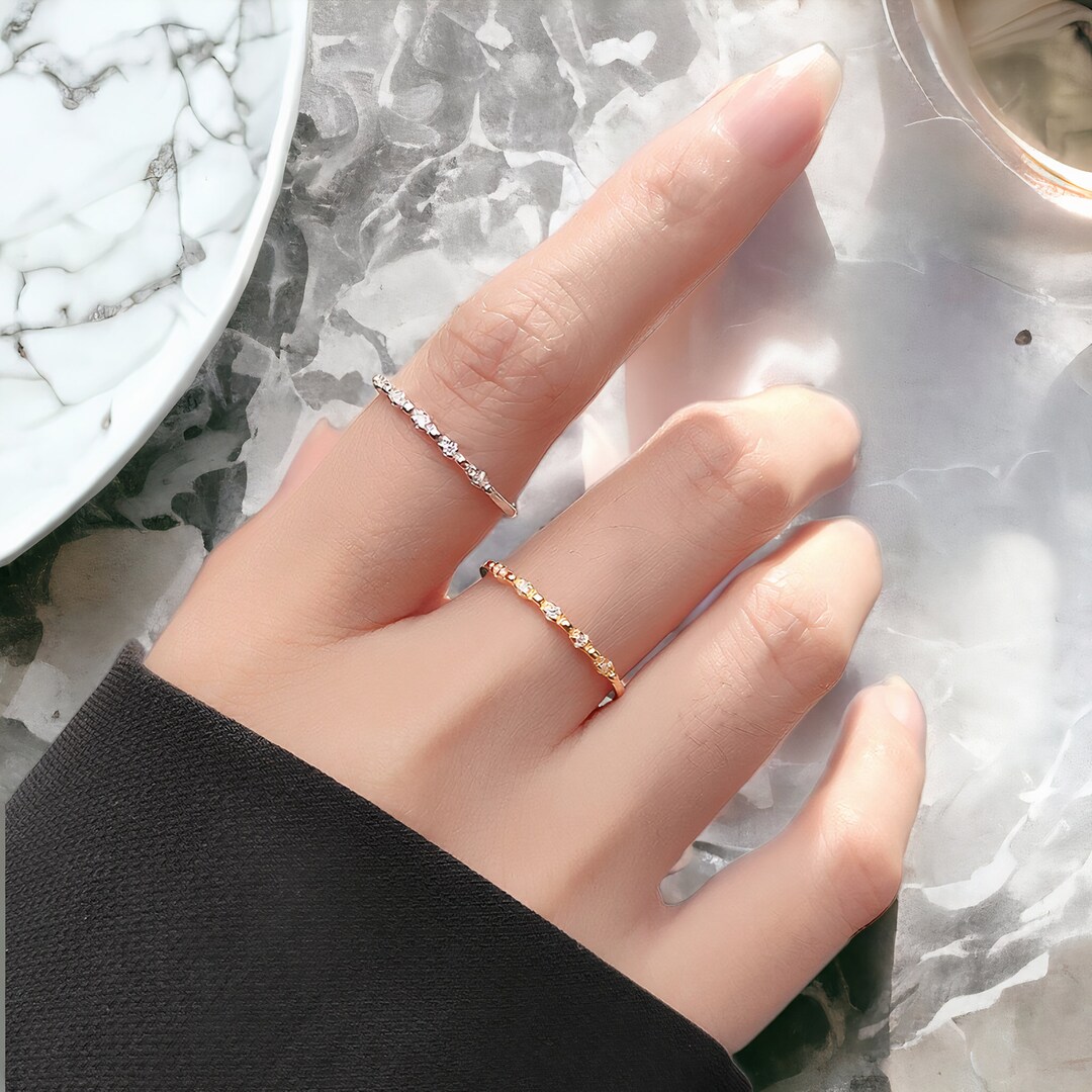 Dainty 18K Gold Ring Sterling Silver Handmade Rings Stacking Jewelry Handmade Gifts for Women ...